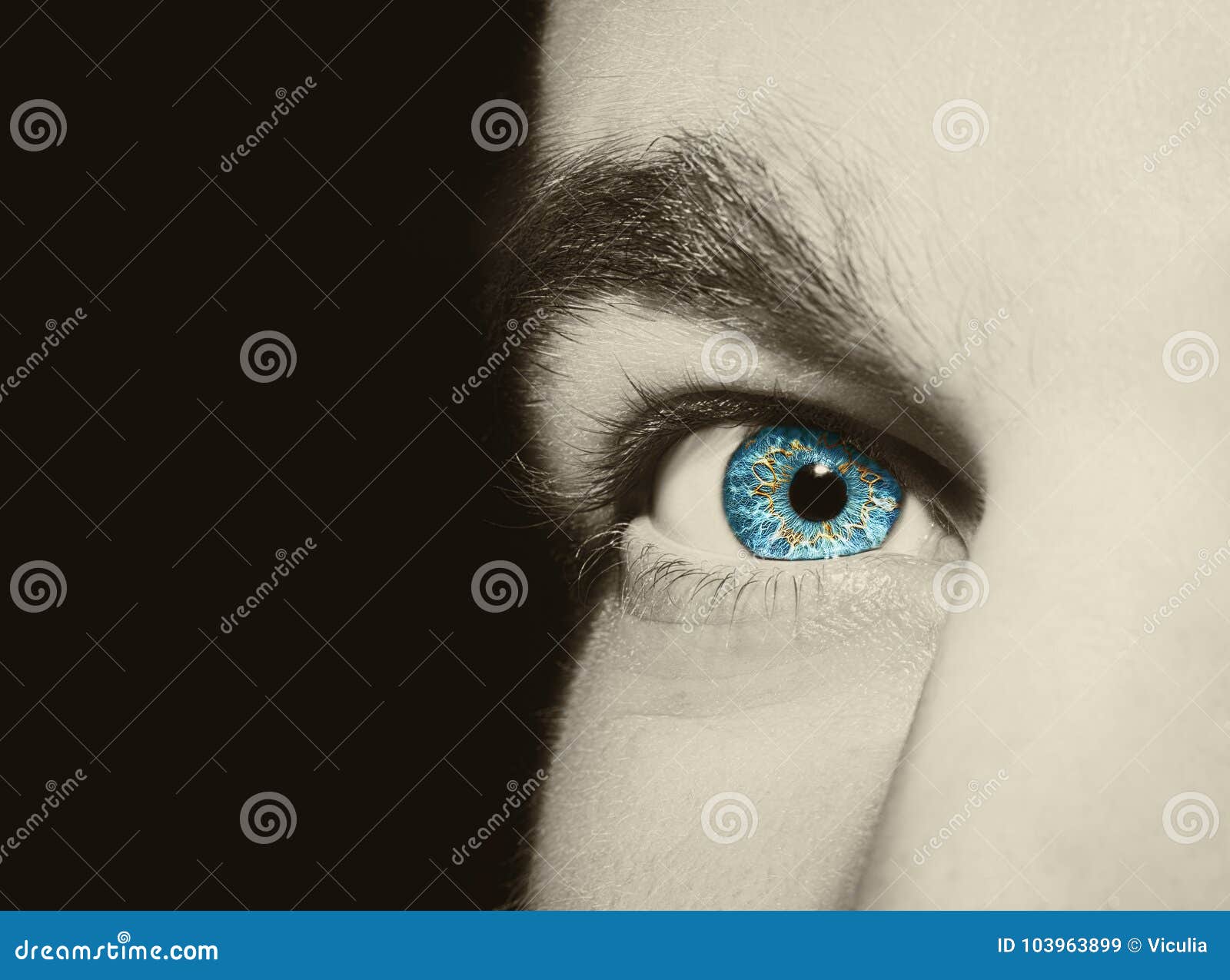 Image of man`s blue eye. stock image. Image of care - 103963899