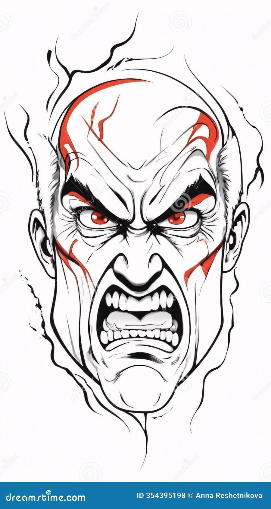 Image of a Man S Face in Rage. Stock Illustration - Illustration of ...