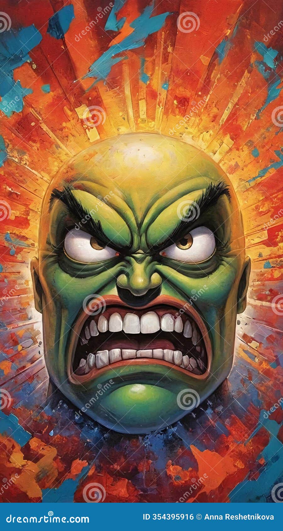 Image of a Man S Face in Rage. Head on Fire. Stock Illustration ...