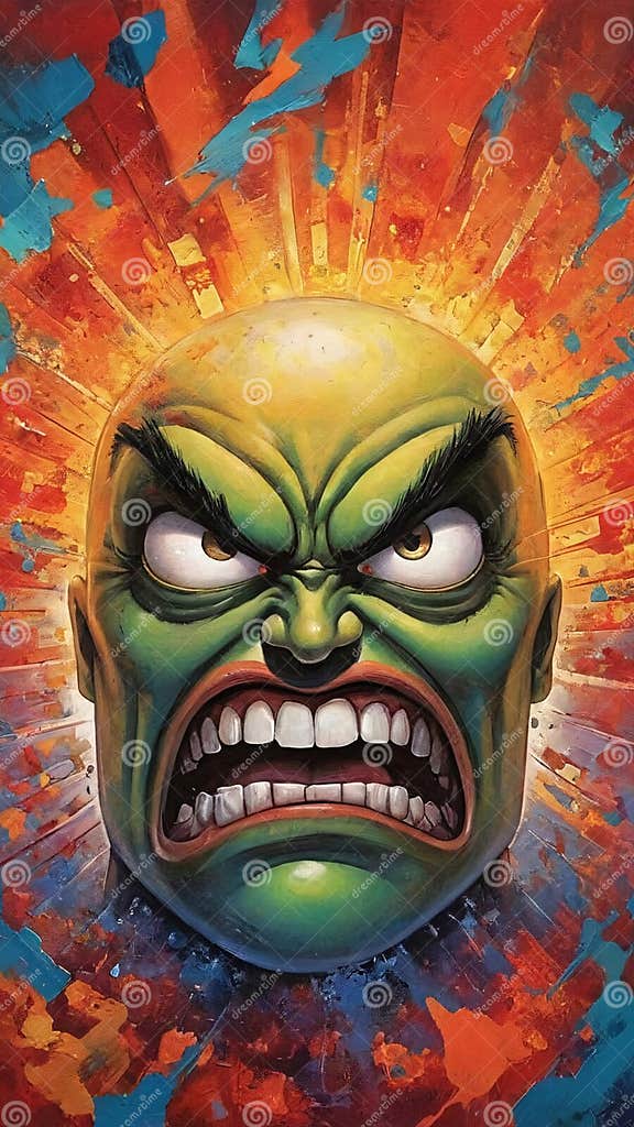 Image of a Man S Face in Rage. Head on Fire. Stock Illustration ...