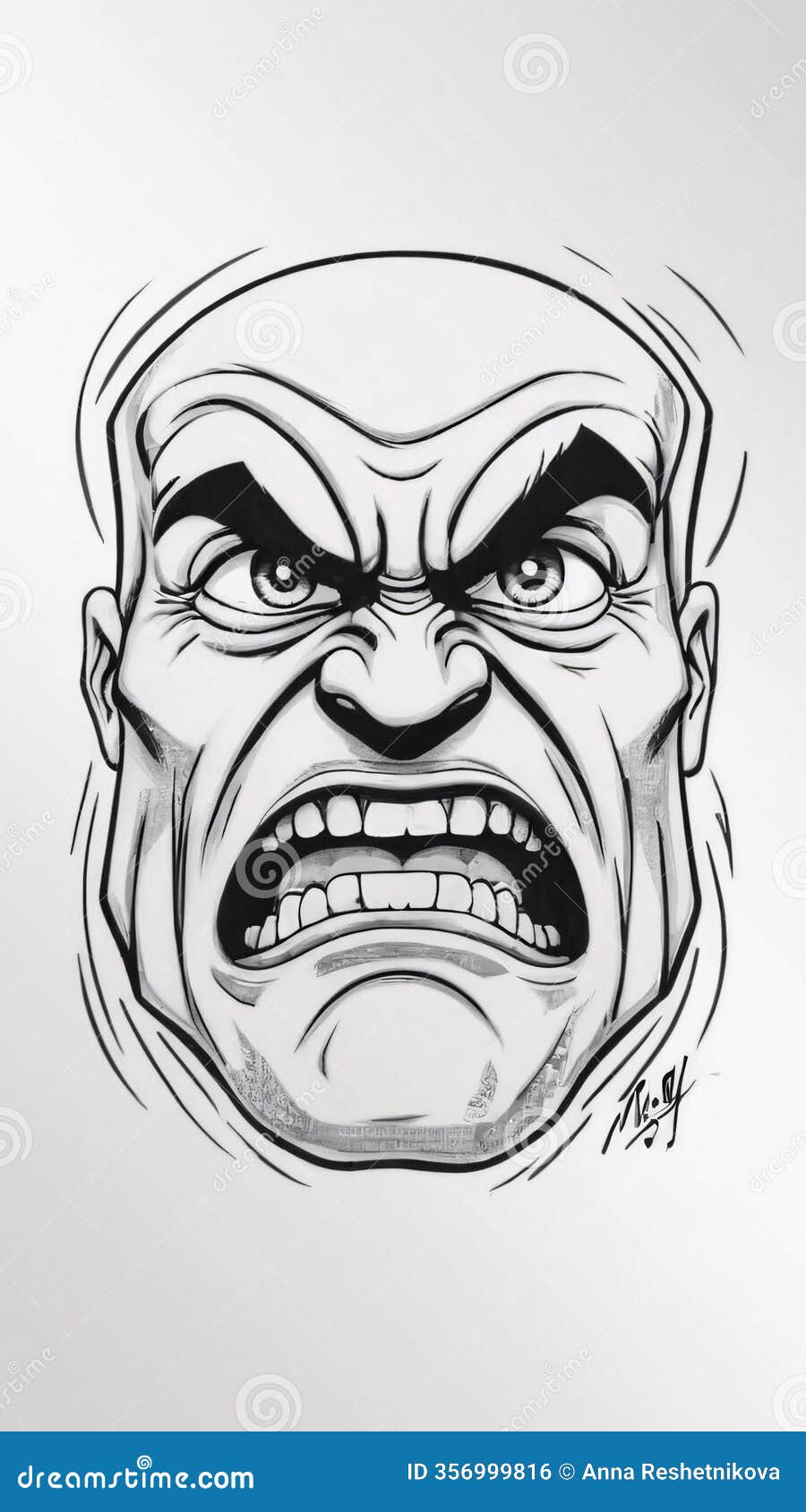 Image of a Man S Face in Rage. Stock Illustration - Illustration of ...