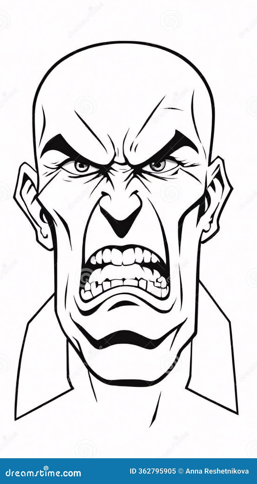 Image of a Man S Face in Rage. Stock Illustration - Illustration of ...