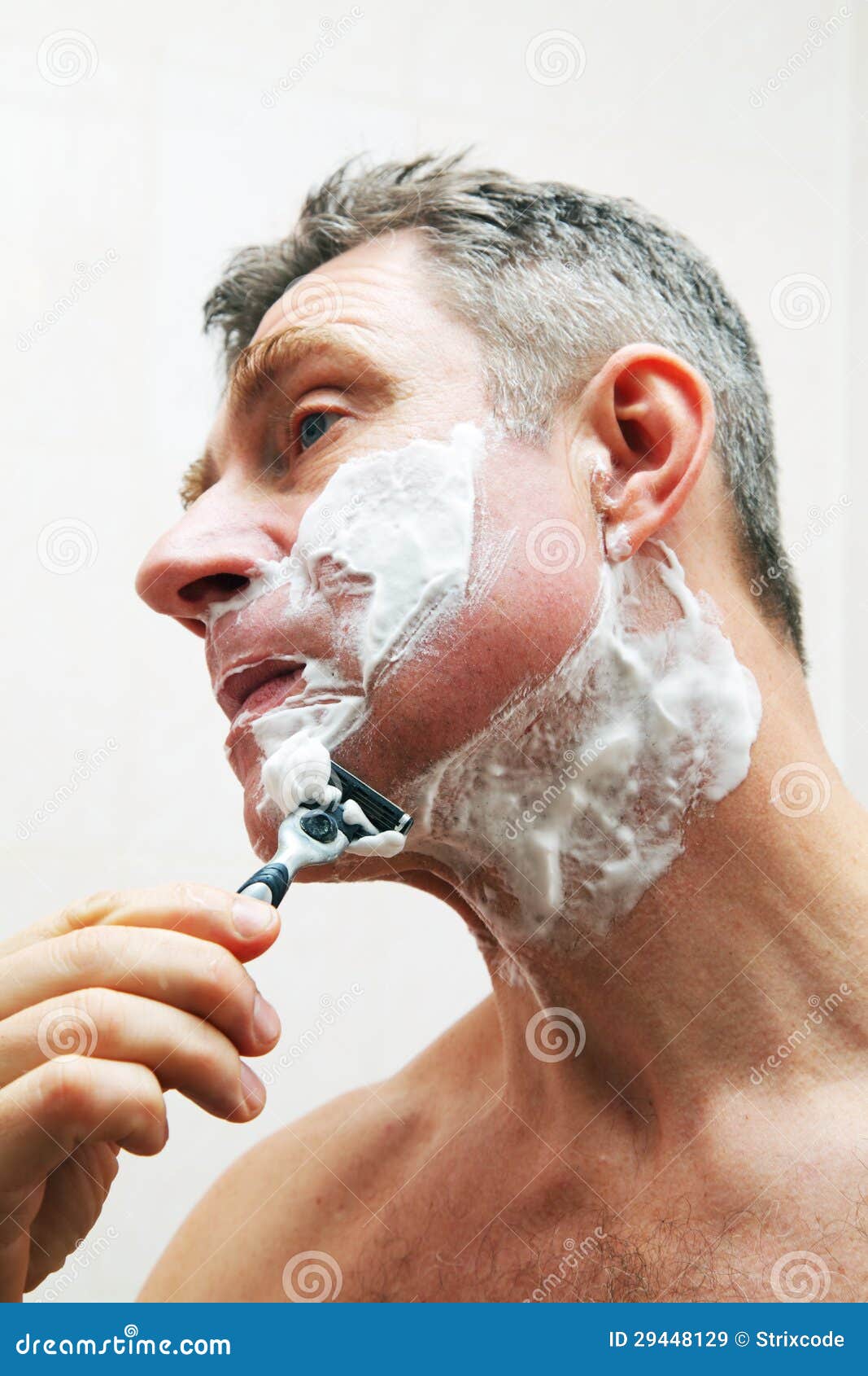 Image of man shaving stock image. Image of morning, greying - 29448129
