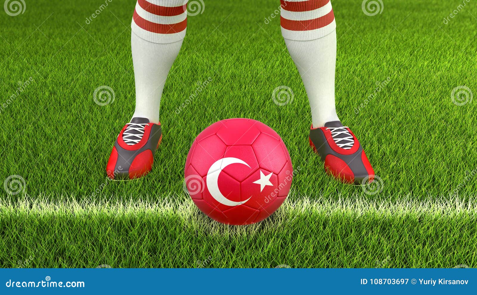 Man and Soccer Ball with Turkish Flag Stock Illustration - Illustration ...