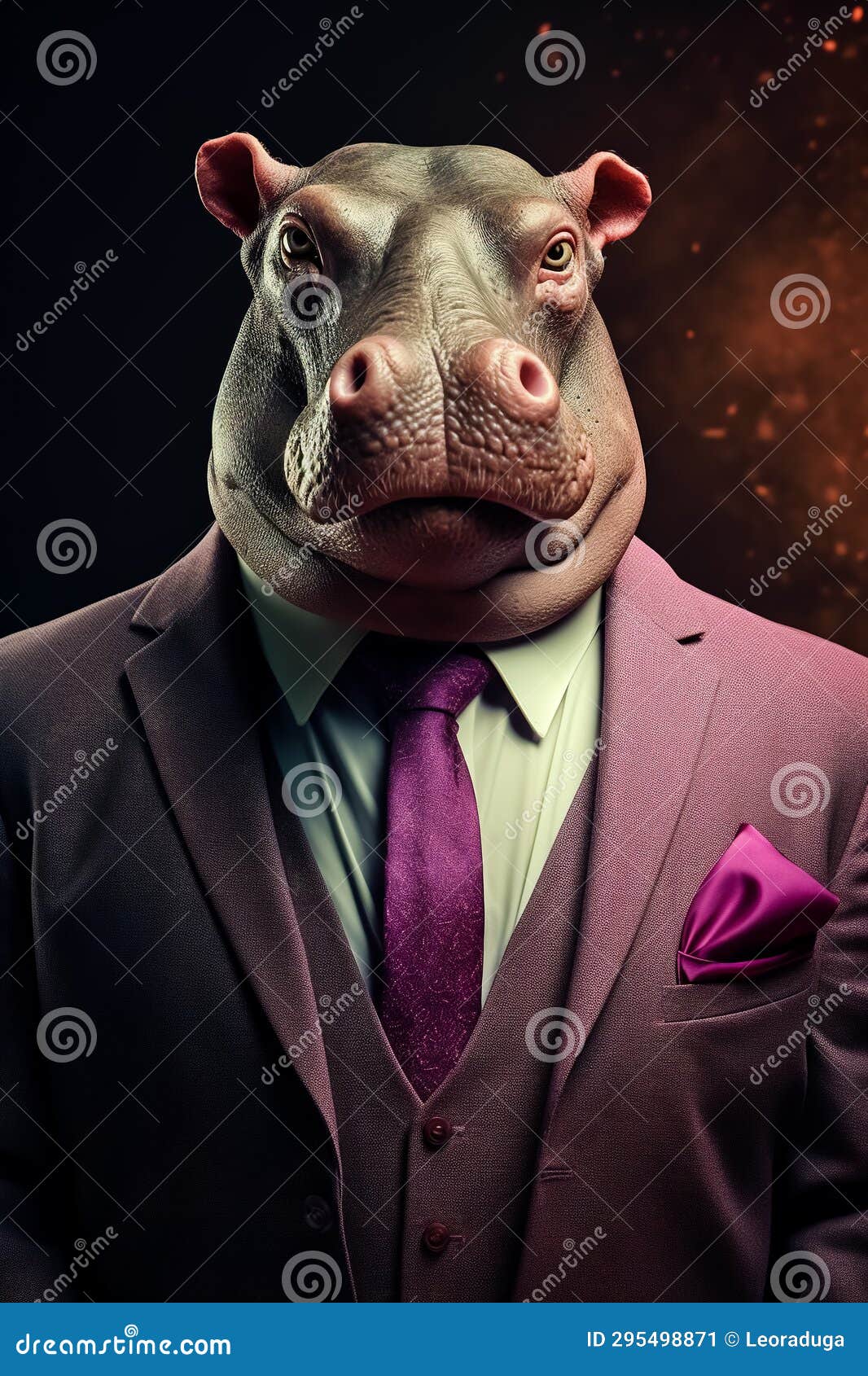 Image of Man in Suit and Tie with Head Hippo Stock Illustration ...