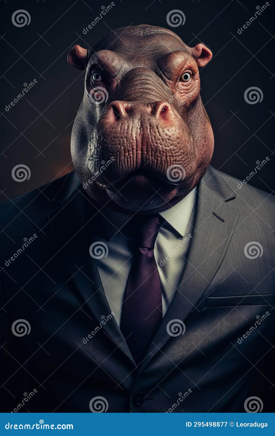 Image of Man in Suit and Tie with Head Hippo Stock Illustration ...