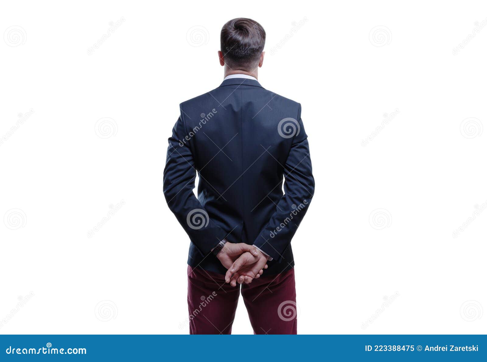 Image of a Man in a Suit on a White Background. Back View Stock Image ...