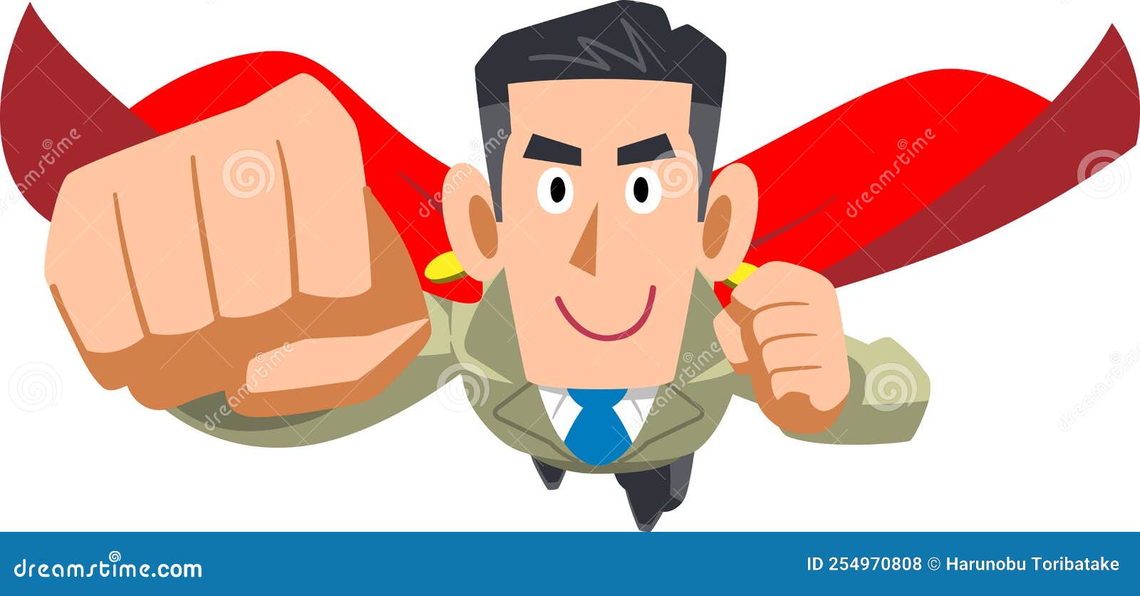 A Man in Work Clothes Flying with a Cloak Stock Vector - Illustration ...