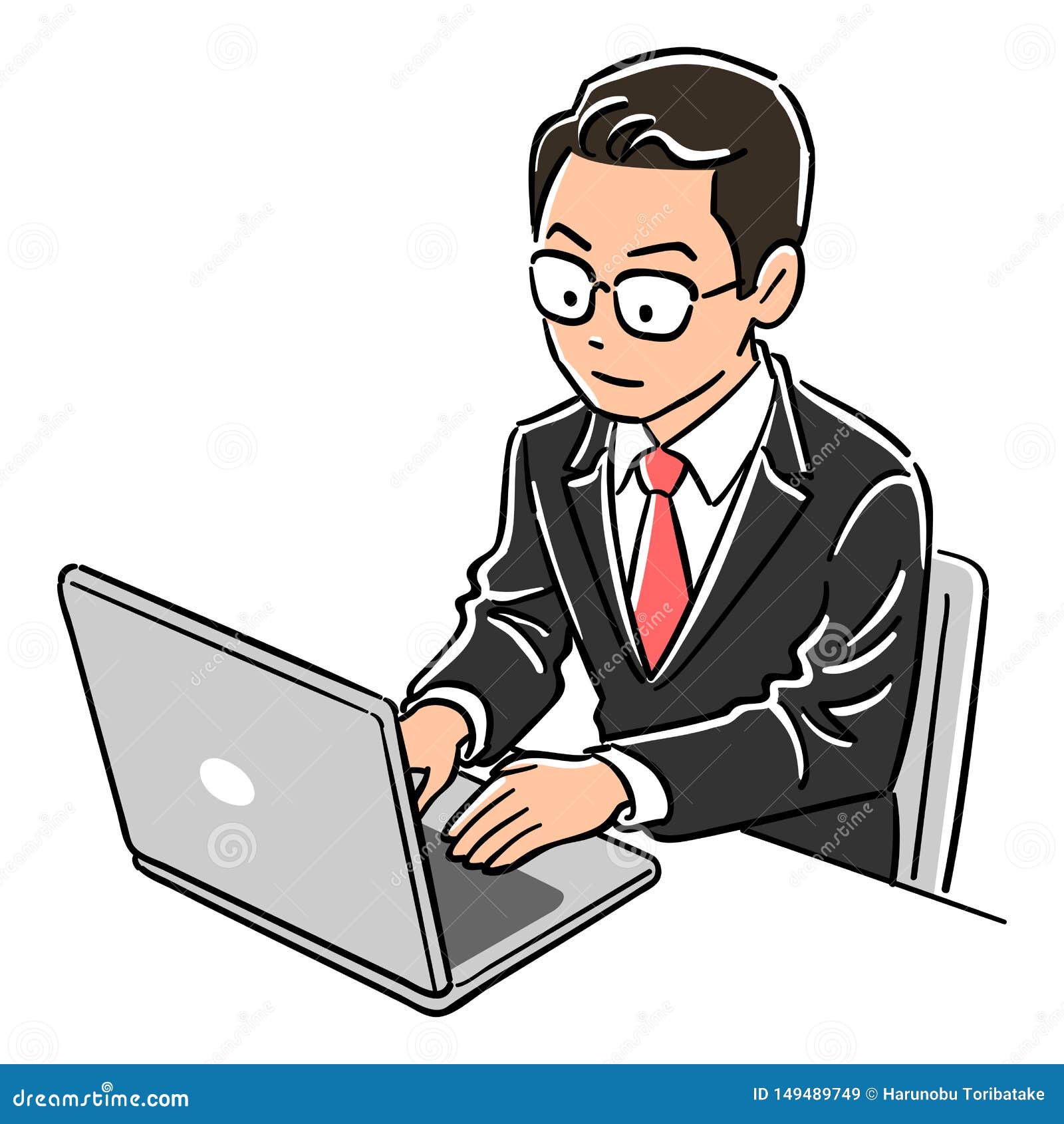 The Image of a Manager Man Operating Laptop Stock Vector - Illustration ...