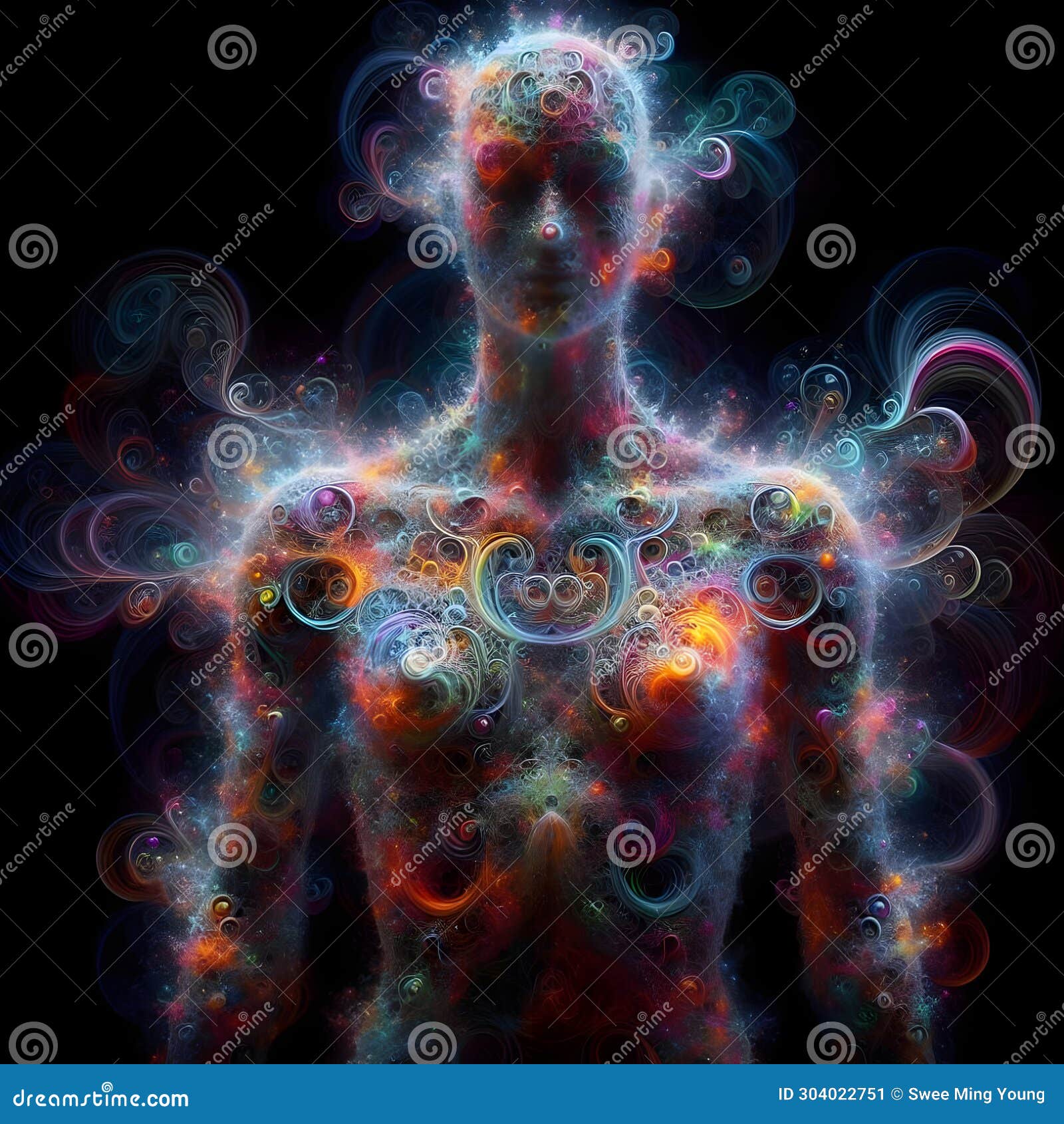 Image of a Mannequin Made of Multicolored Quantum Entanglement in the ...