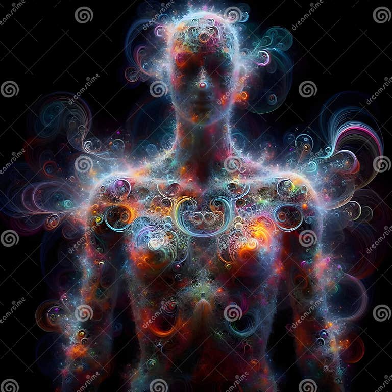 Image of a Mannequin Made of Multicolored Quantum Entanglement in the ...