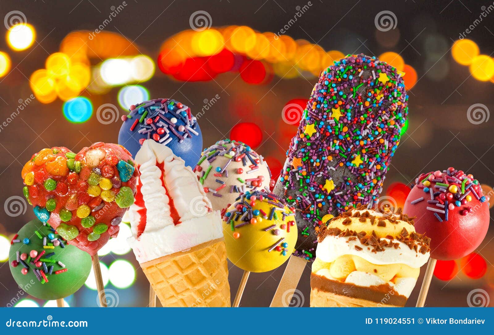 Image of Many Candies and Ice Cream Close-up Stock Image - Image of ...