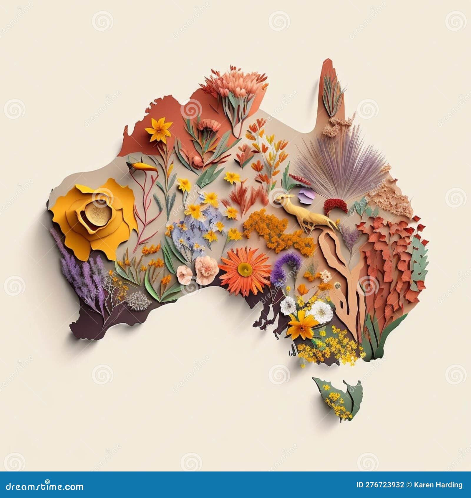 Map of Australia with Native Wildflowers Stock Illustration ...