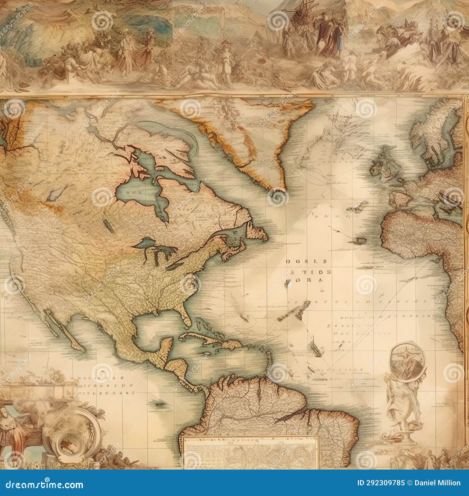 Map Old Paper, Vintage Digital Paper Stock Illustration - Illustration ...