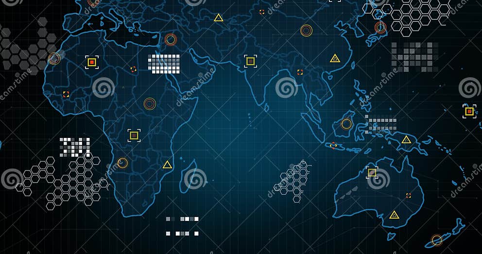 Image of Markers and Data Processing Over World Map Stock Illustration - Illustration of ...