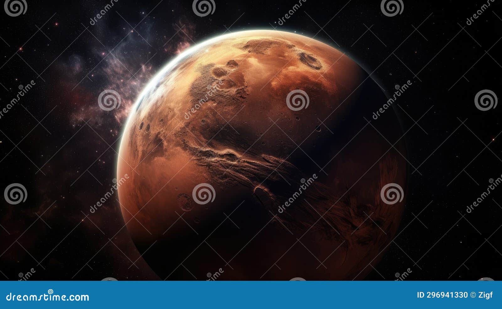 Image of mars in space stock illustration. Illustration of blue - 296941330