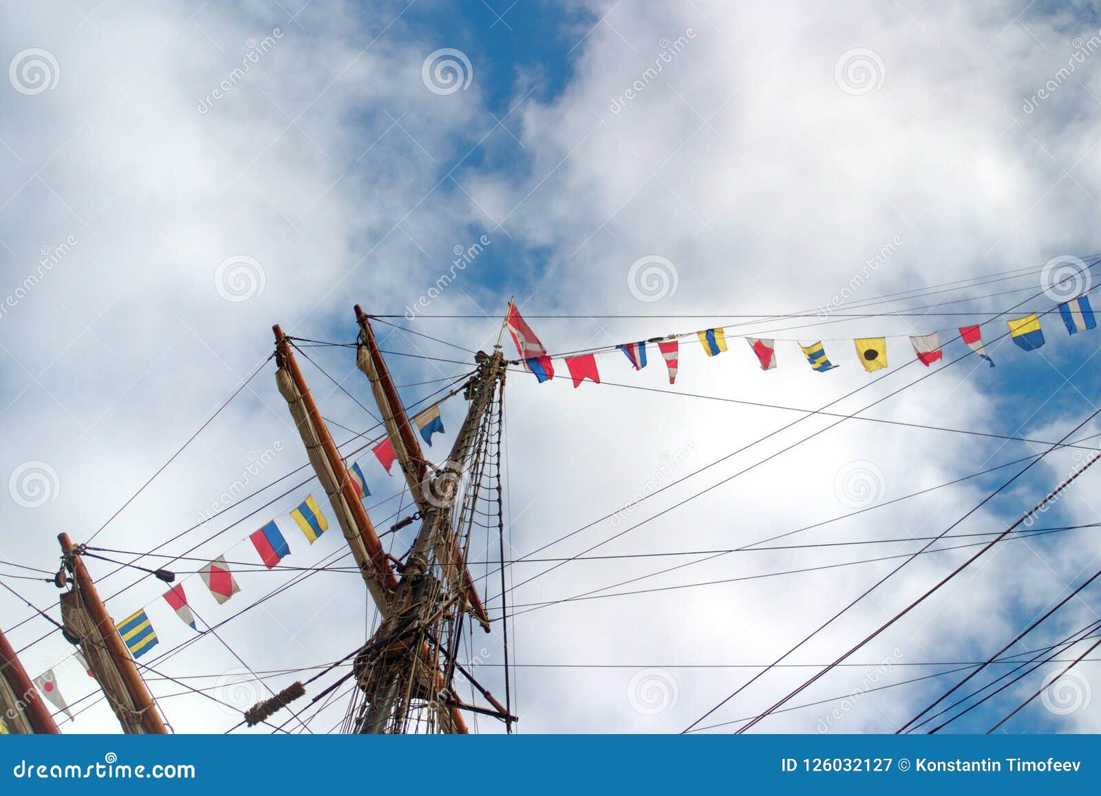 Image of the Mast of a Sailing Ship with Signal Flags. Stock Image ...