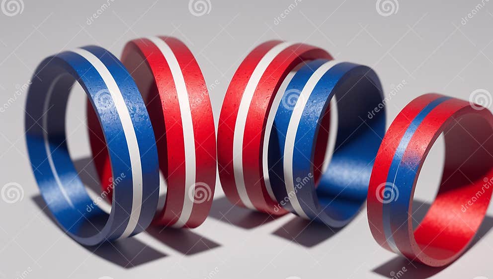 An Image of a Masterfully Created Set of Three Red, White and Blue ...
