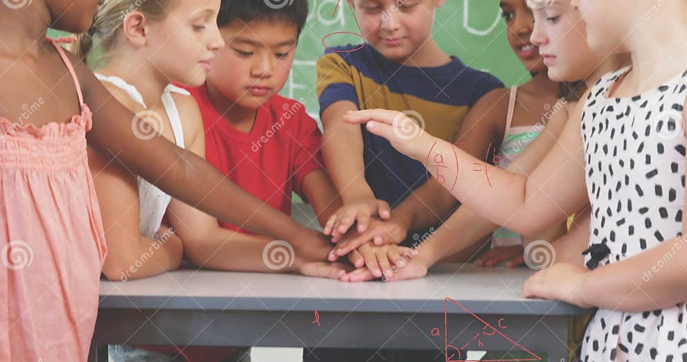 Image of Math Formulas Over Diverse Pupils at School Stock Illustration ...
