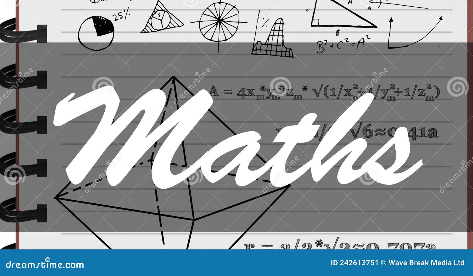 Image of Math Text Over Mathematical Equations in School Notebook Stock ...