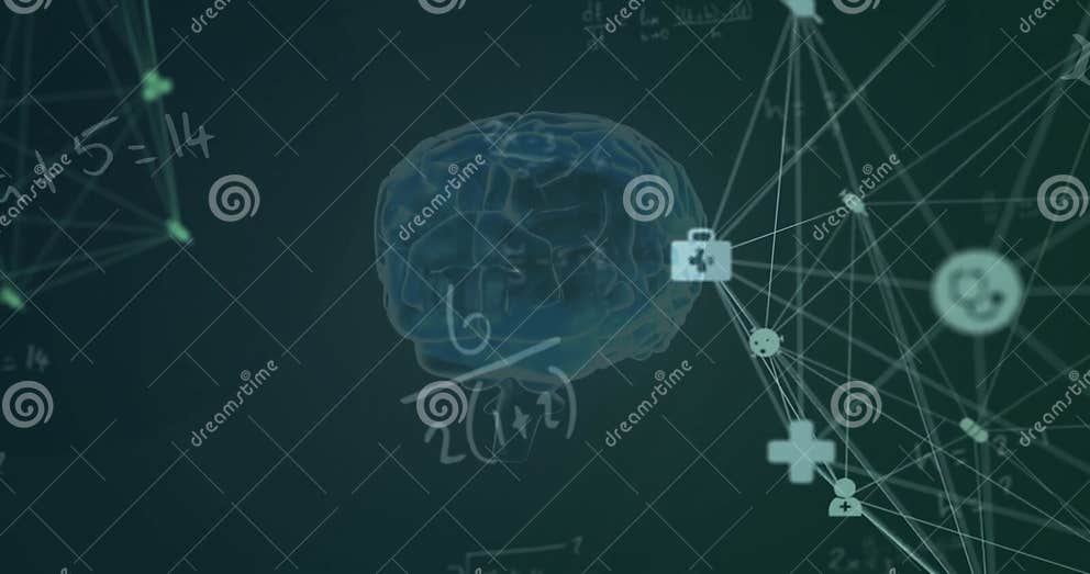 Image of Mathematical Data Processing Over Human Brain and Globe with ...