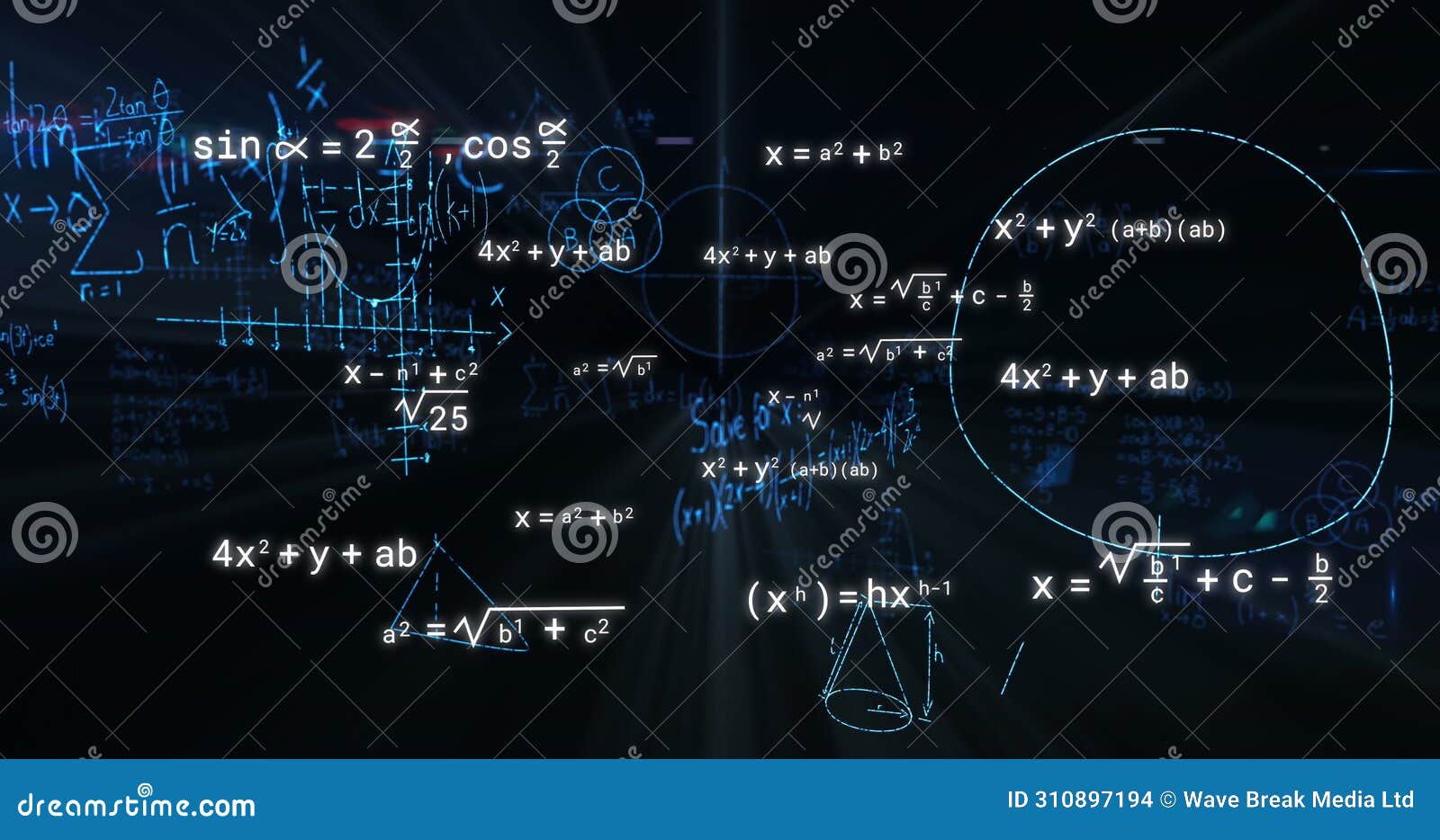 Image of Mathematical Equations on Black Background Stock Photo - Image ...