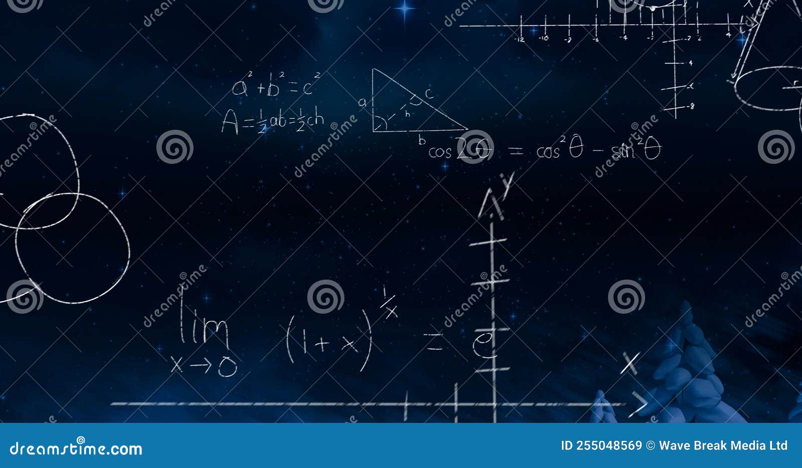 Image of Mathematical Equations on Black Background Stock Illustration ...