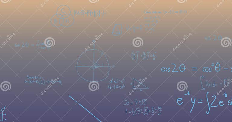Image of Mathematical Equations on Blue Background Stock Illustration ...