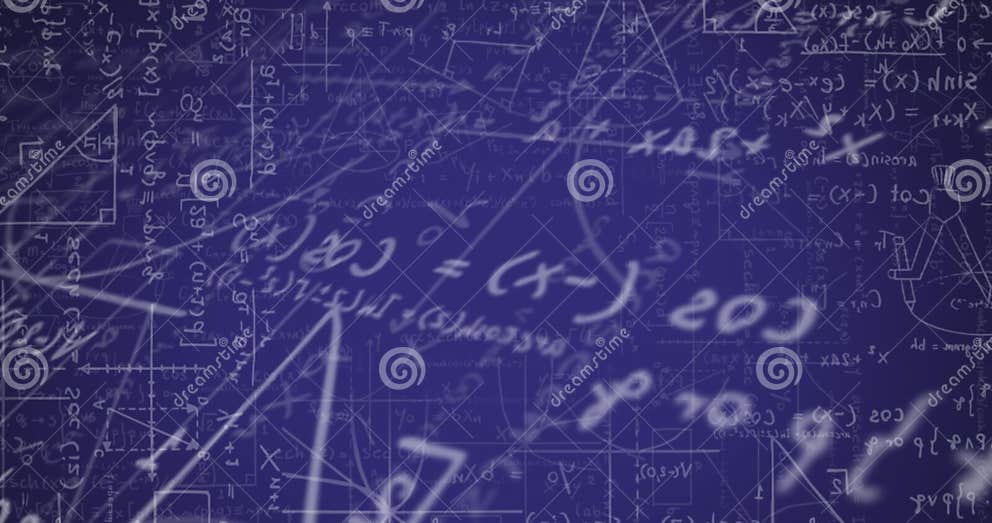 Image of Mathematical Equations on Blue Background Stock Photo - Image ...