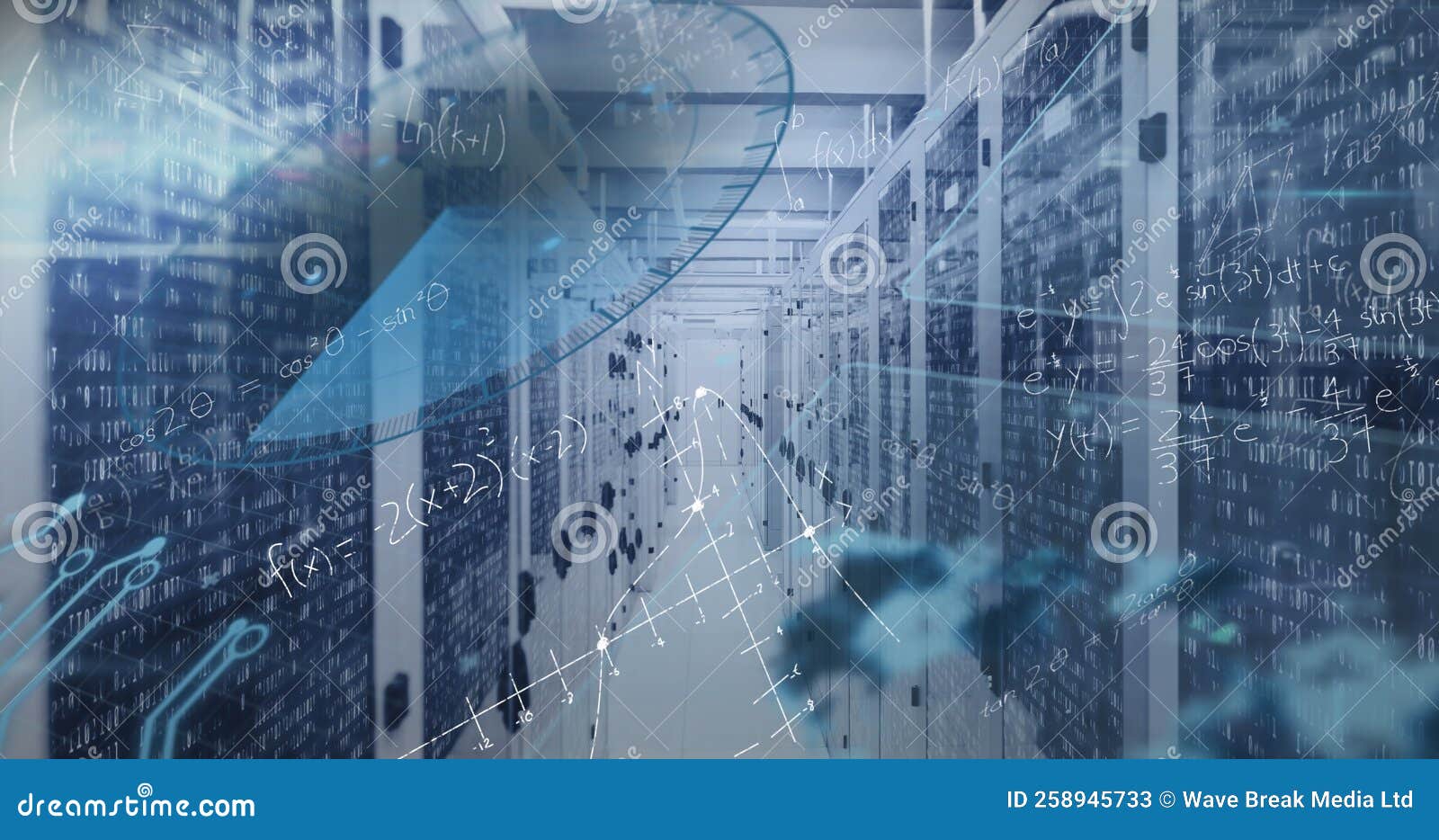 Image of Mathematical Equations and Data Processing Against Computer ...