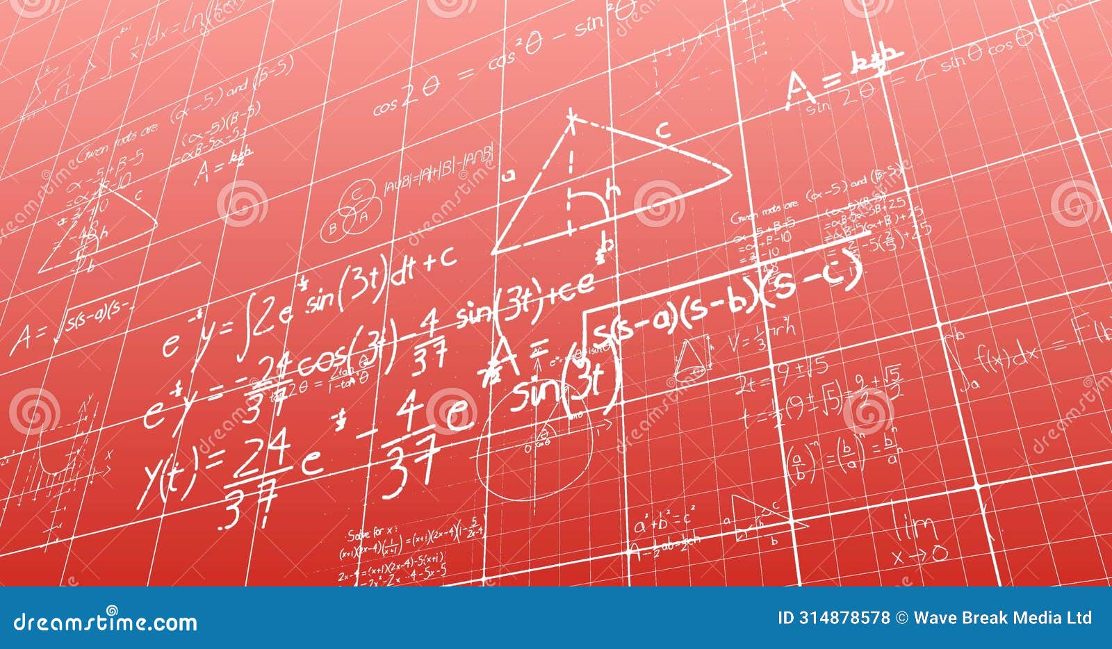 Image of Mathematical Equations and Diagrams on Grid Pattern Against ...
