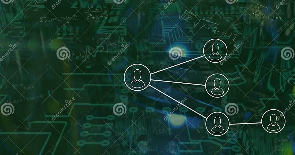 Image of Mathematical Equations and Network of Profile Icons Over ...