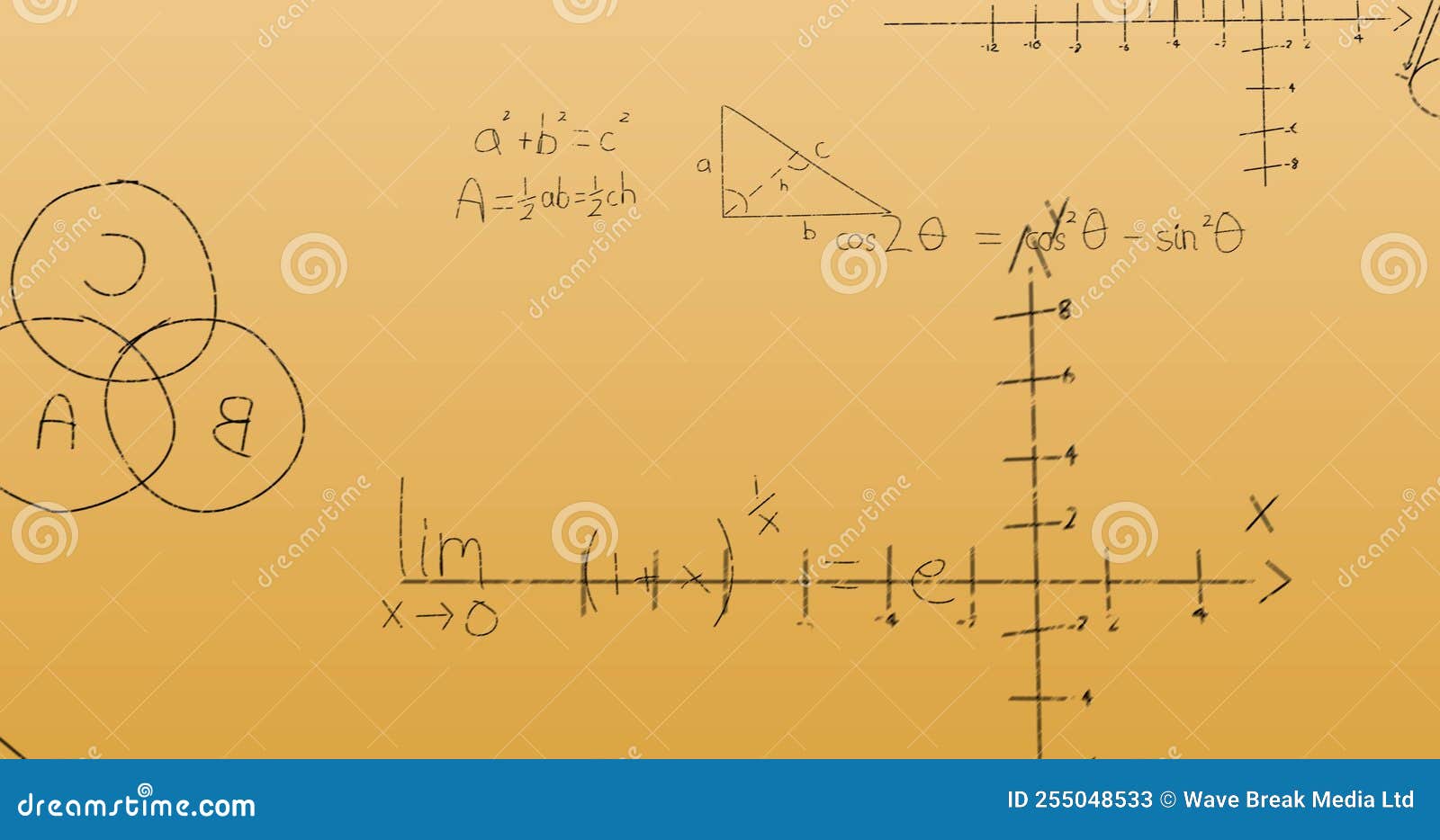 Image of Mathematical Equations on Orange Background Stock Illustration ...