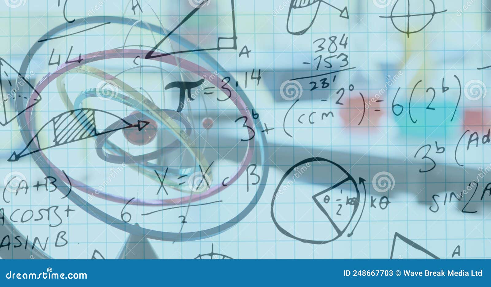 Image of Mathematical Equations Over Model in Classroom Stock ...