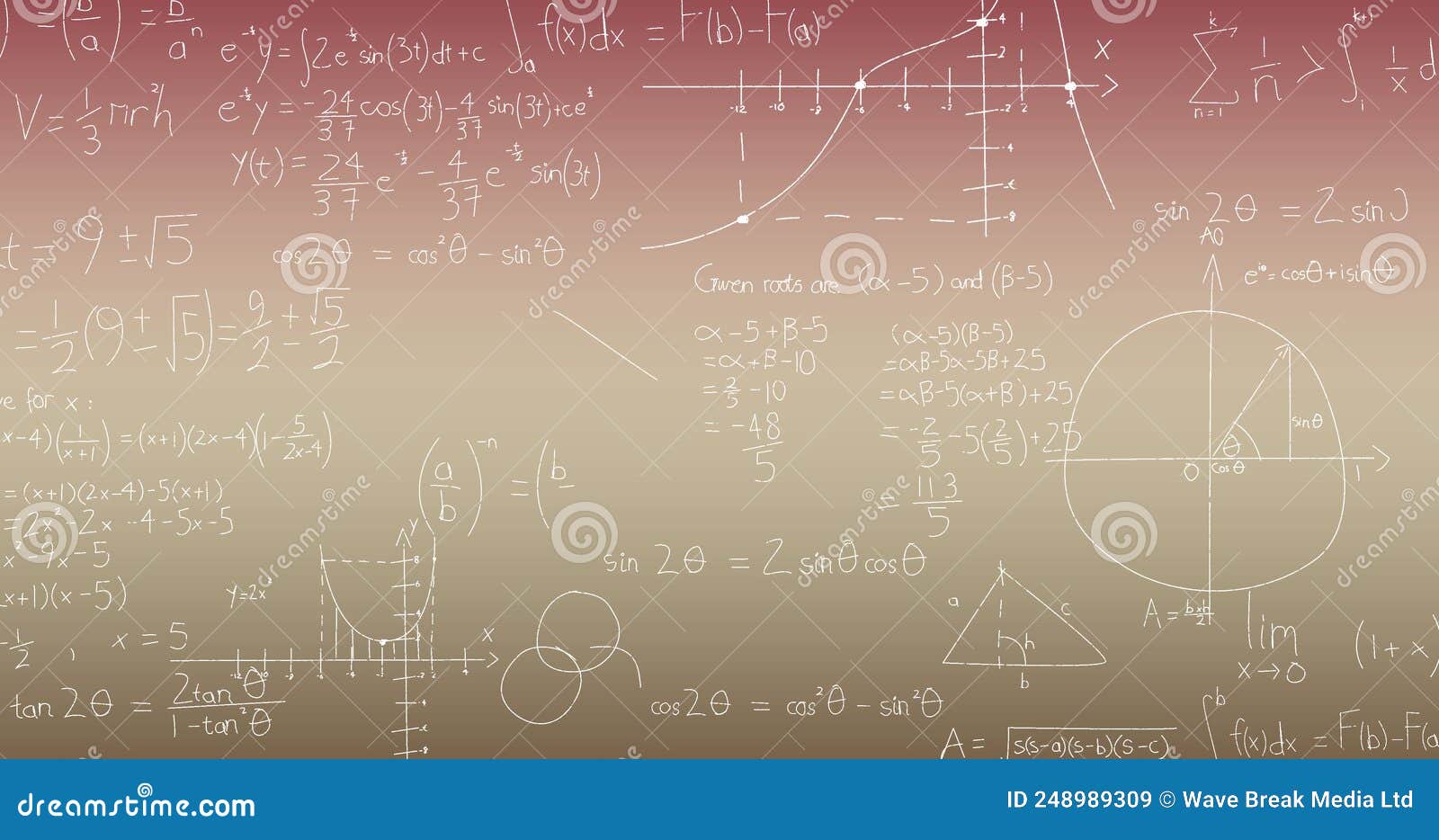 Image of Mathematical Equations on Pink Background Stock Illustration ...