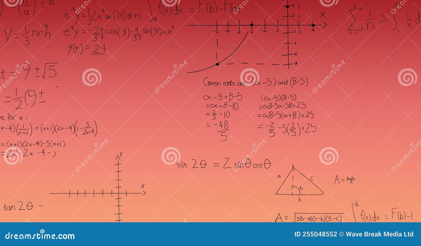 Image of Mathematical Equations on Pink Background Stock Illustration ...