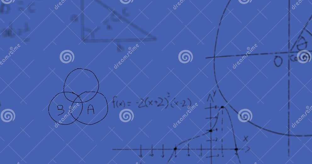 Image of Mathematical Equations Processing on Blue Background Stock ...