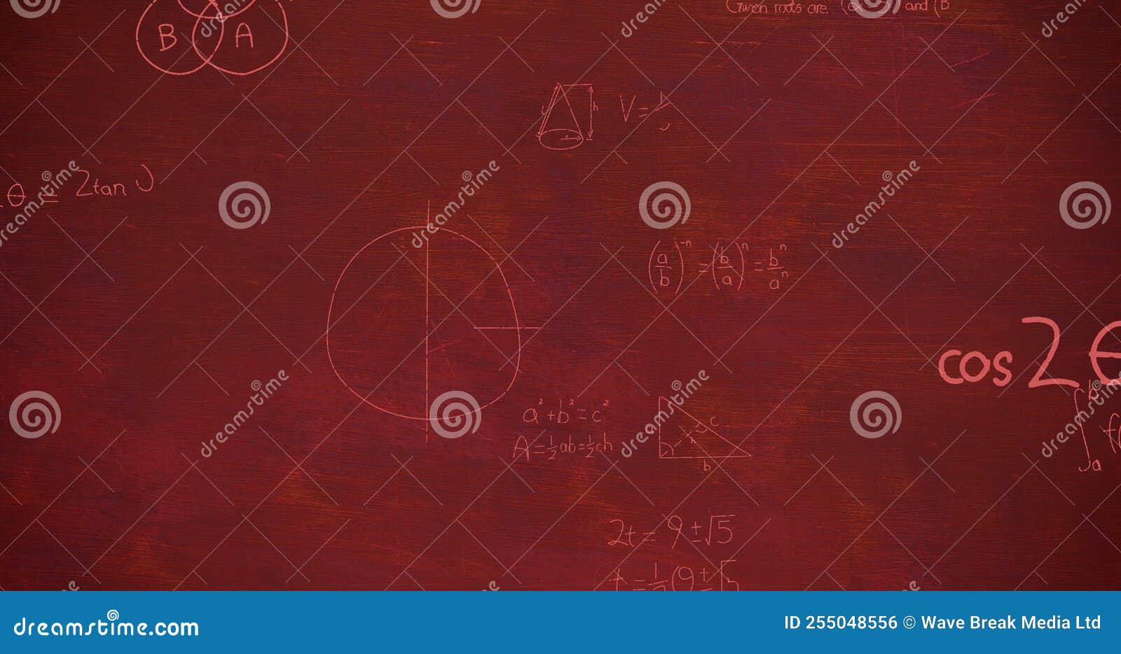 Image of Mathematical Equations on Red Background Stock Illustration ...