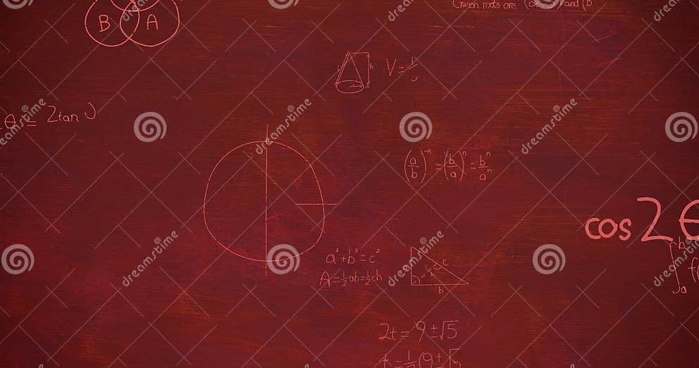 Image of Mathematical Equations on Red Background Stock Illustration ...