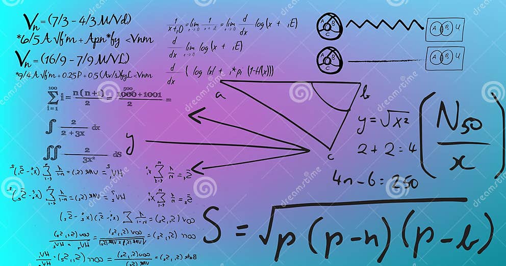 Image of Mathematical Formulae on Blue Background Stock Illustration ...