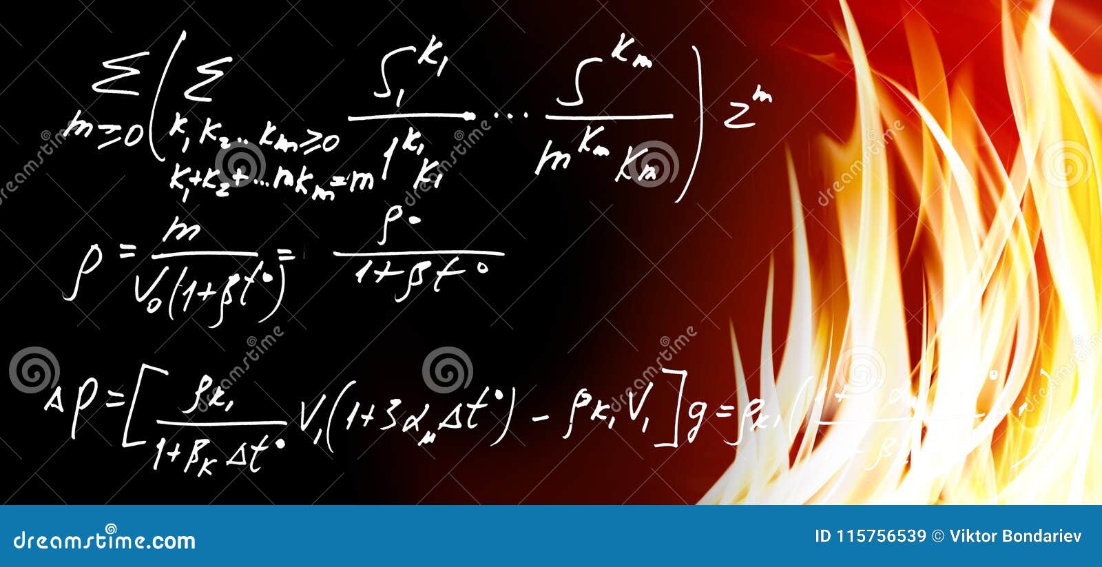 Mathematical Formulas Against Fire Background Stock Image - Image of ...