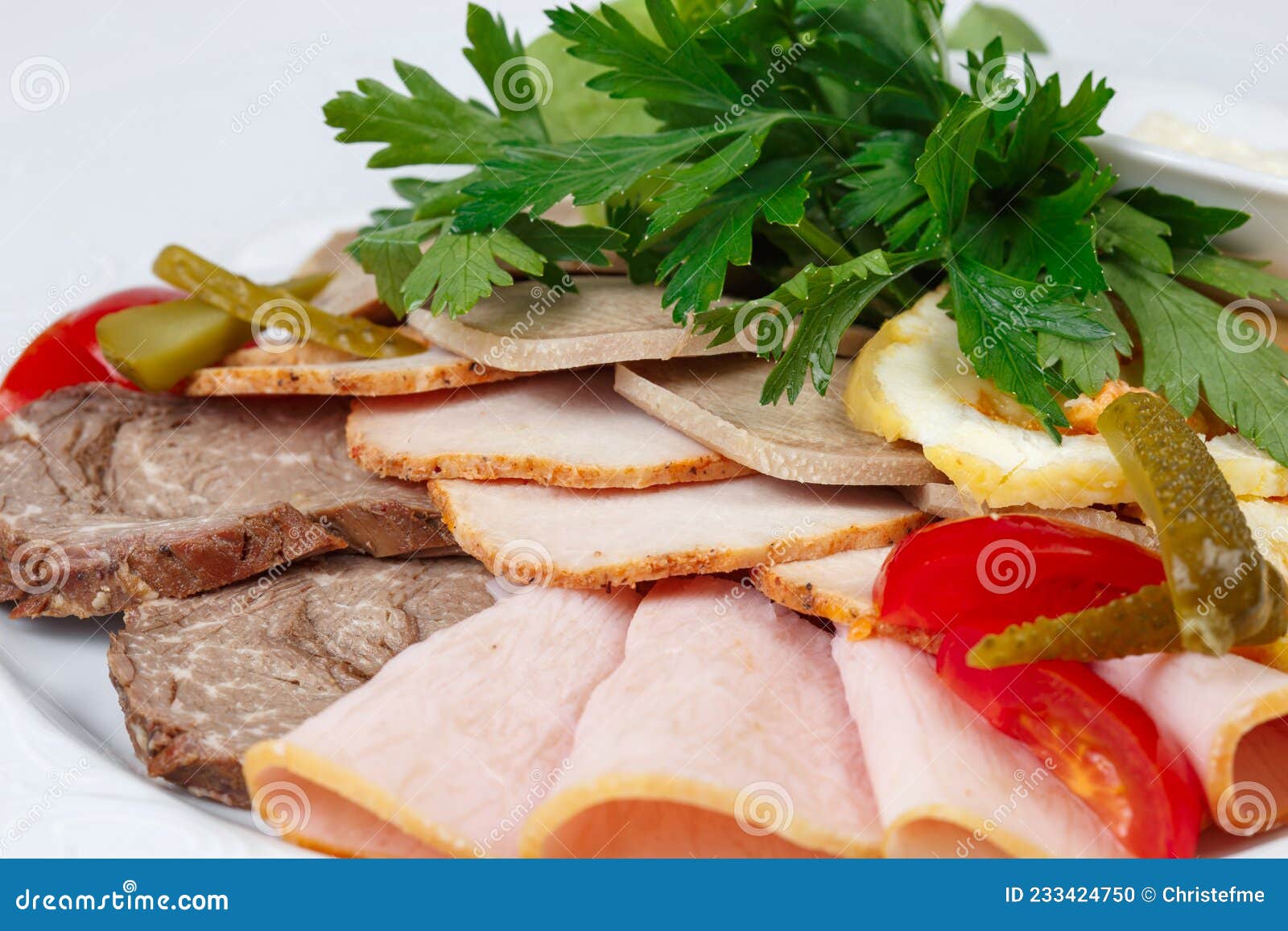Image of Meat Snacks on Plate on White Background Stock Photo - Image ...