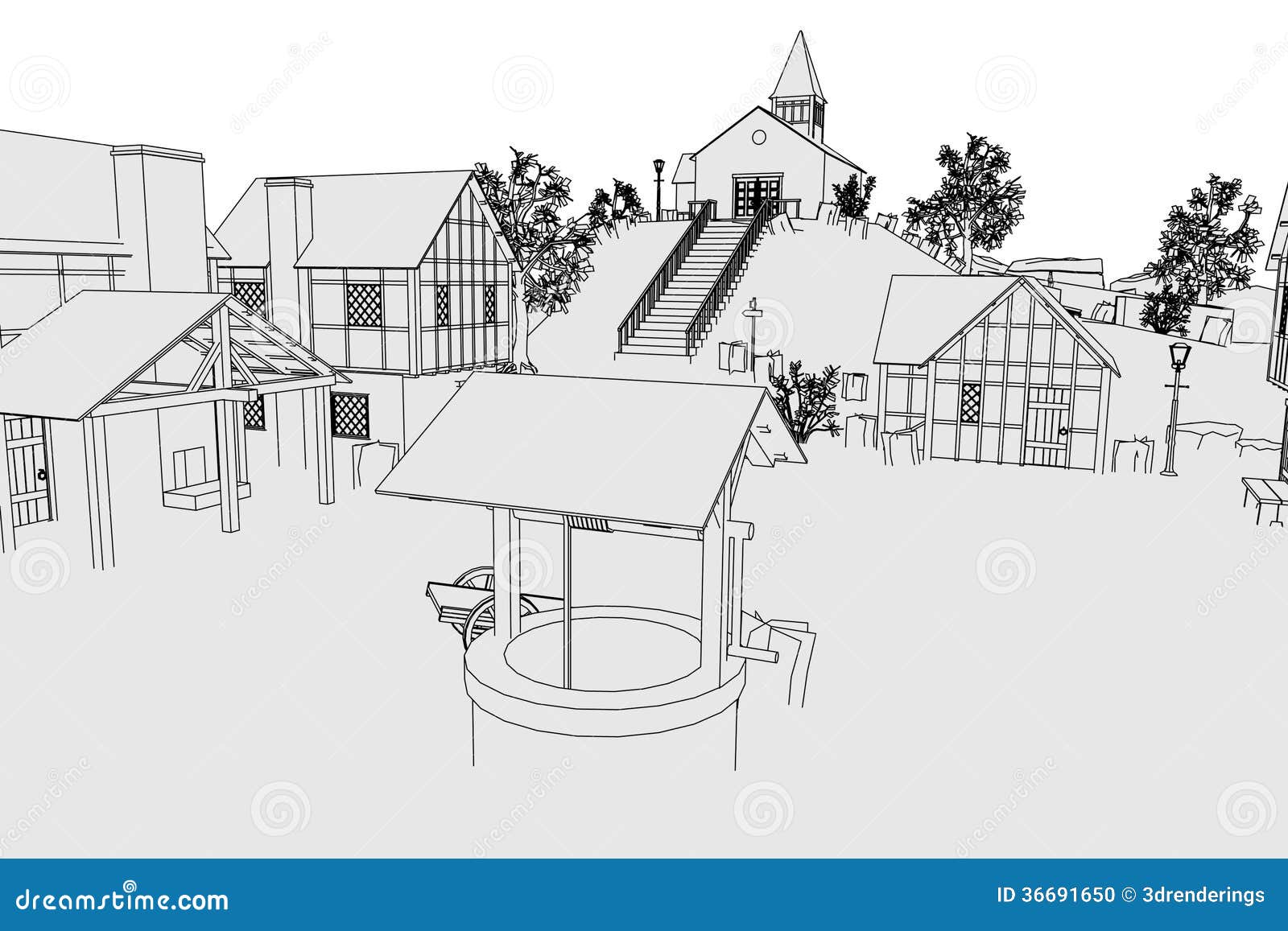 Image of medieval village stock illustration. Illustration of medieval ...