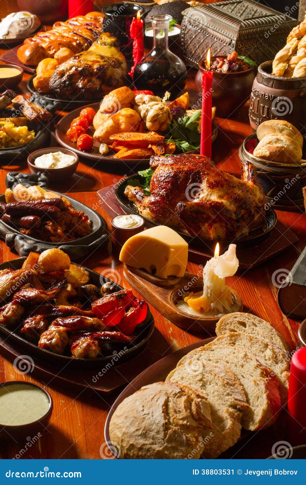 Image of Medival Kings Table Full of Food Stock Image - Image of ...