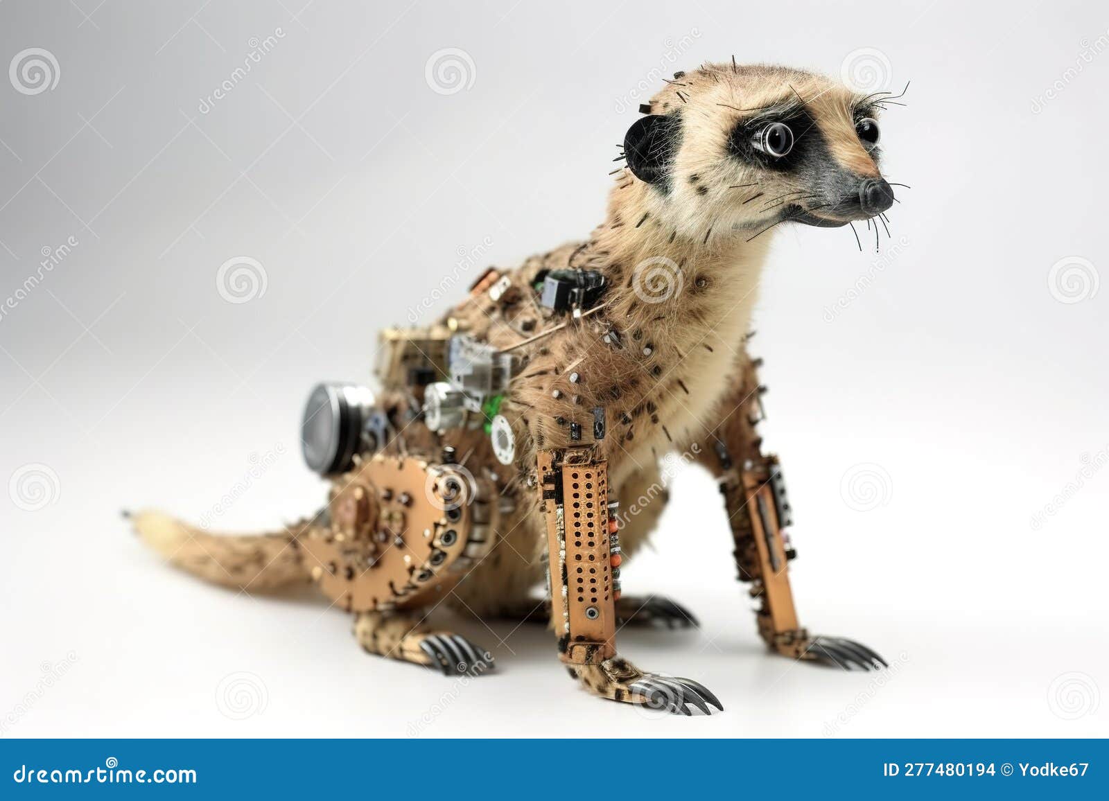 Image of a Meerkat Modified into an Electronics Robot on a White ...