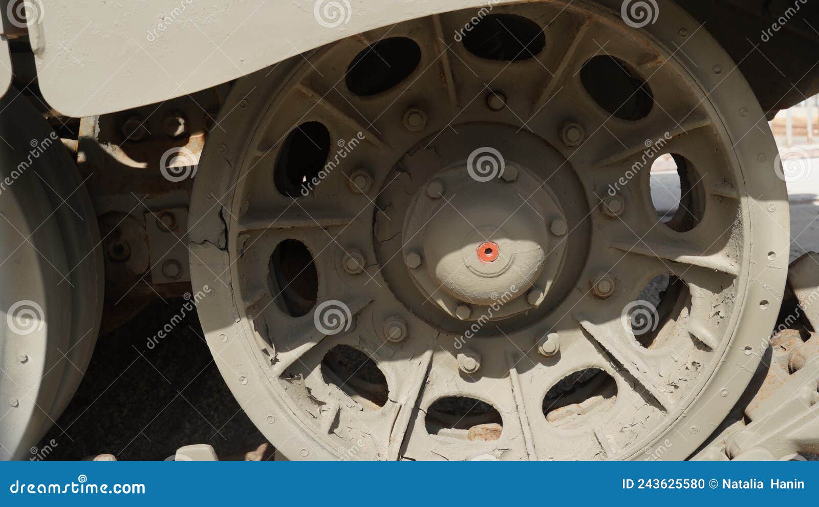Image of a Merkava Tank Track Assembly and Carrier Roller Stock Photo ...