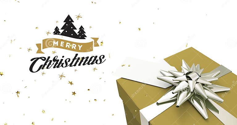 Image of Merry Christmas Text Over Present Stock Illustration ...