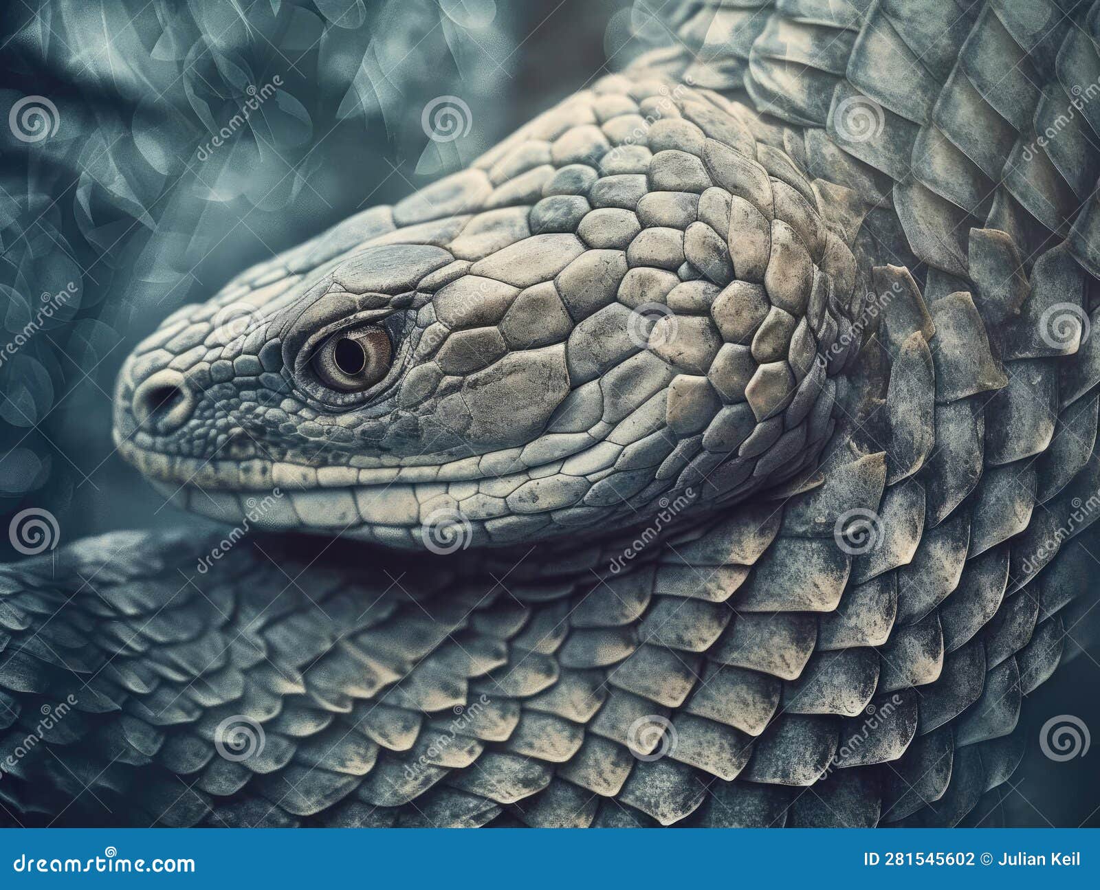 Surreal Double Exposure Pattern Overlaying Reptile Scales Stock ...