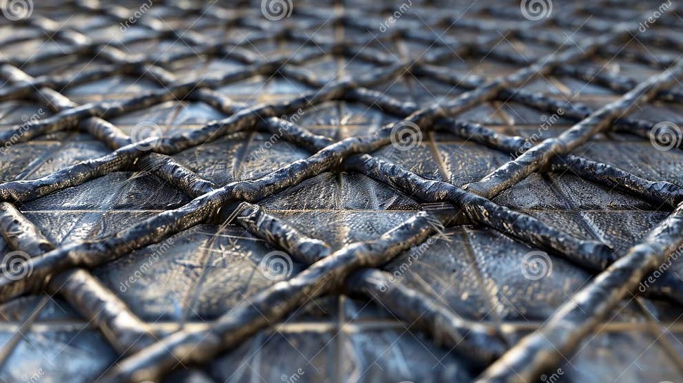 The Image is of a Metal Surface with a Pattern of Interlocking Bars ...