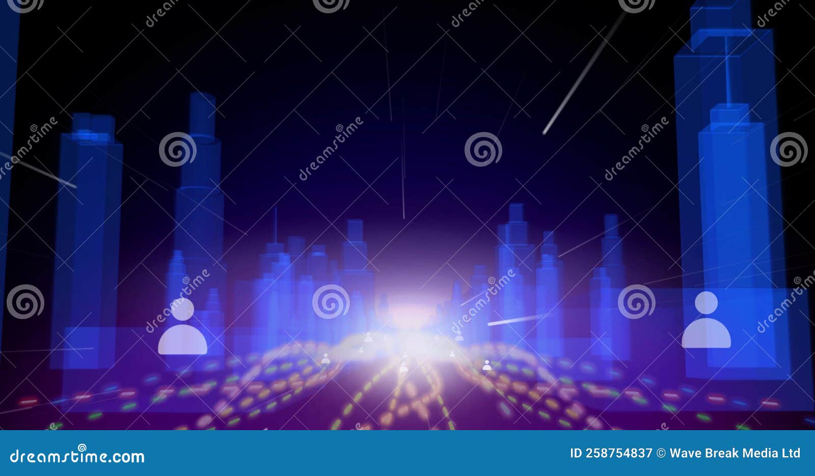 Image of Metaverse City in Virtual Reality with Shapes and Light Stock ...